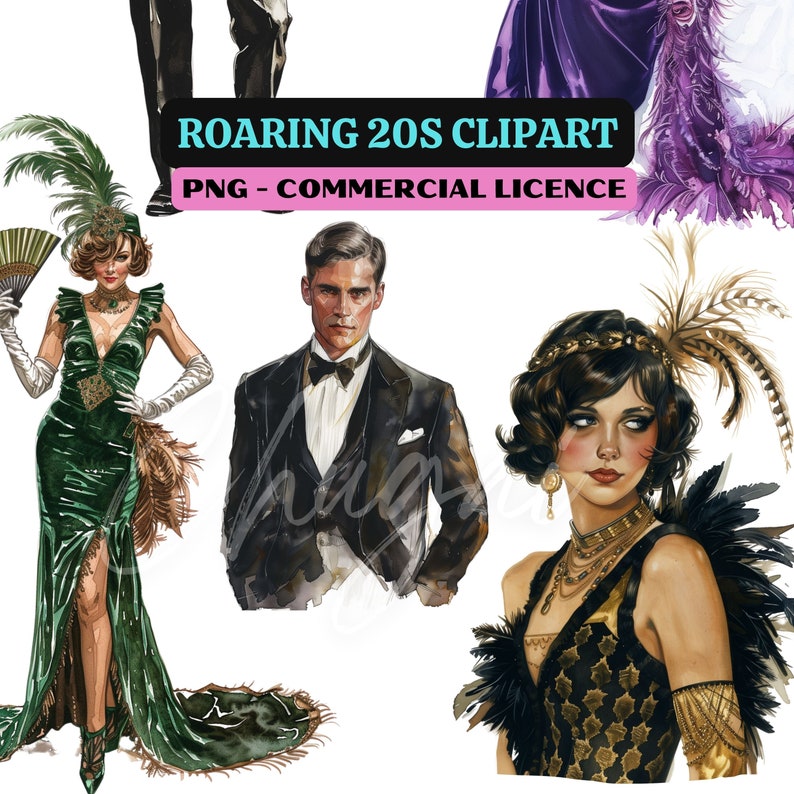 15 PNG Roaring 20s Clipart Transparent Digital Download Design Digital ...