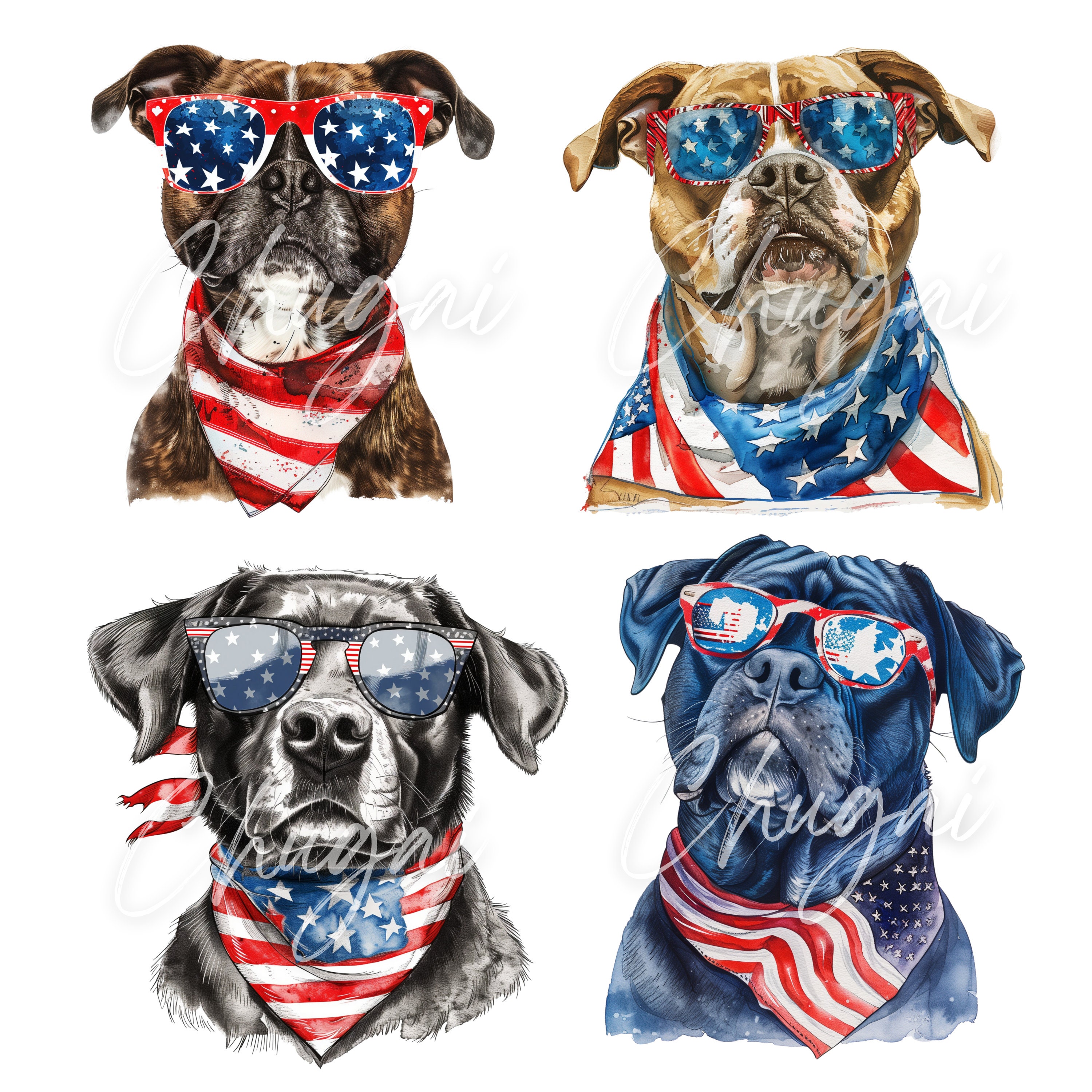 10 PNG - 4th July Independence Day Dogs Clipart - Transparent - Digital ...