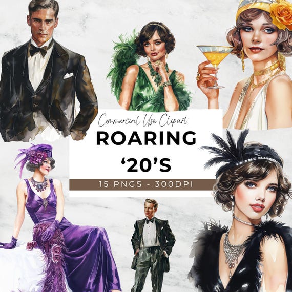Roaring 20s Hairstyles Clip Art 1920s Fashion Vector Art, Icons, And