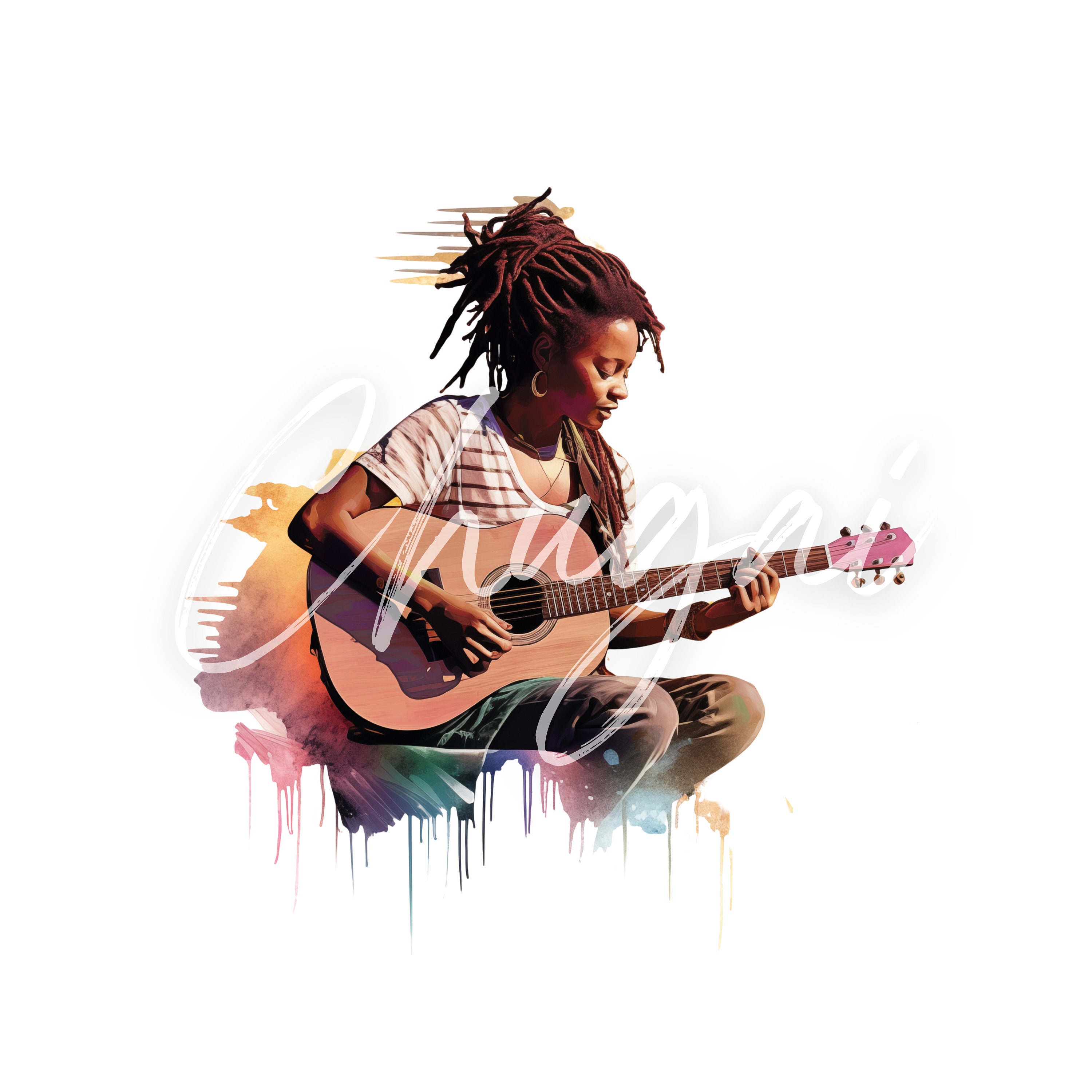 5 PNG Rainbow Guitar Clipart Digital Download Design Digital Craft Card ...