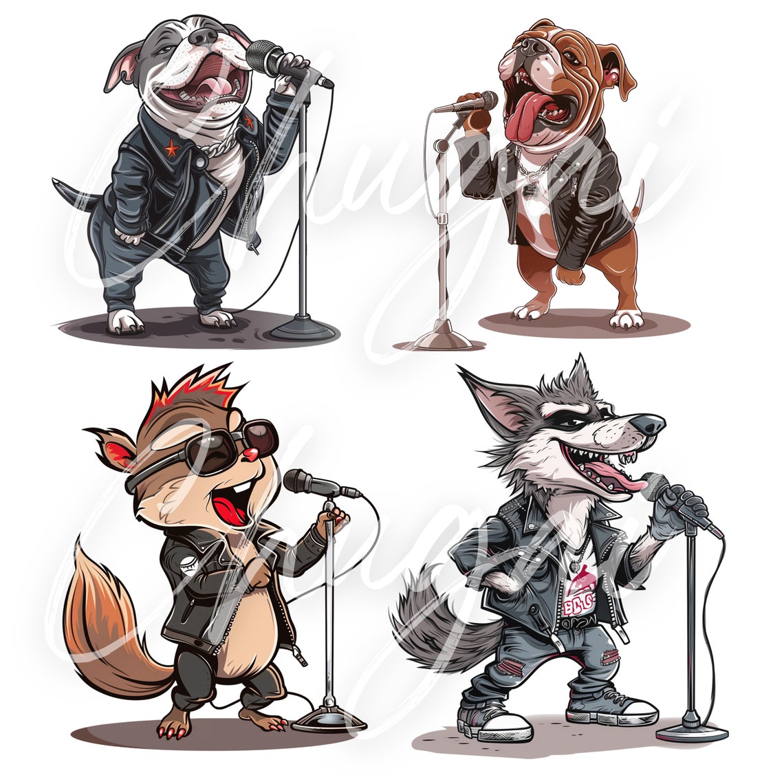 10 PNG Rock Star Animals Clipart Digital Download Design Digital Craft ...
