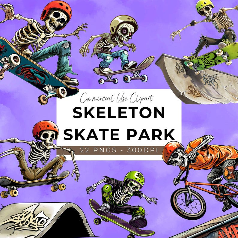 Skeleton Skate Park Clipart 22 Transparent PNG Instant Download ...