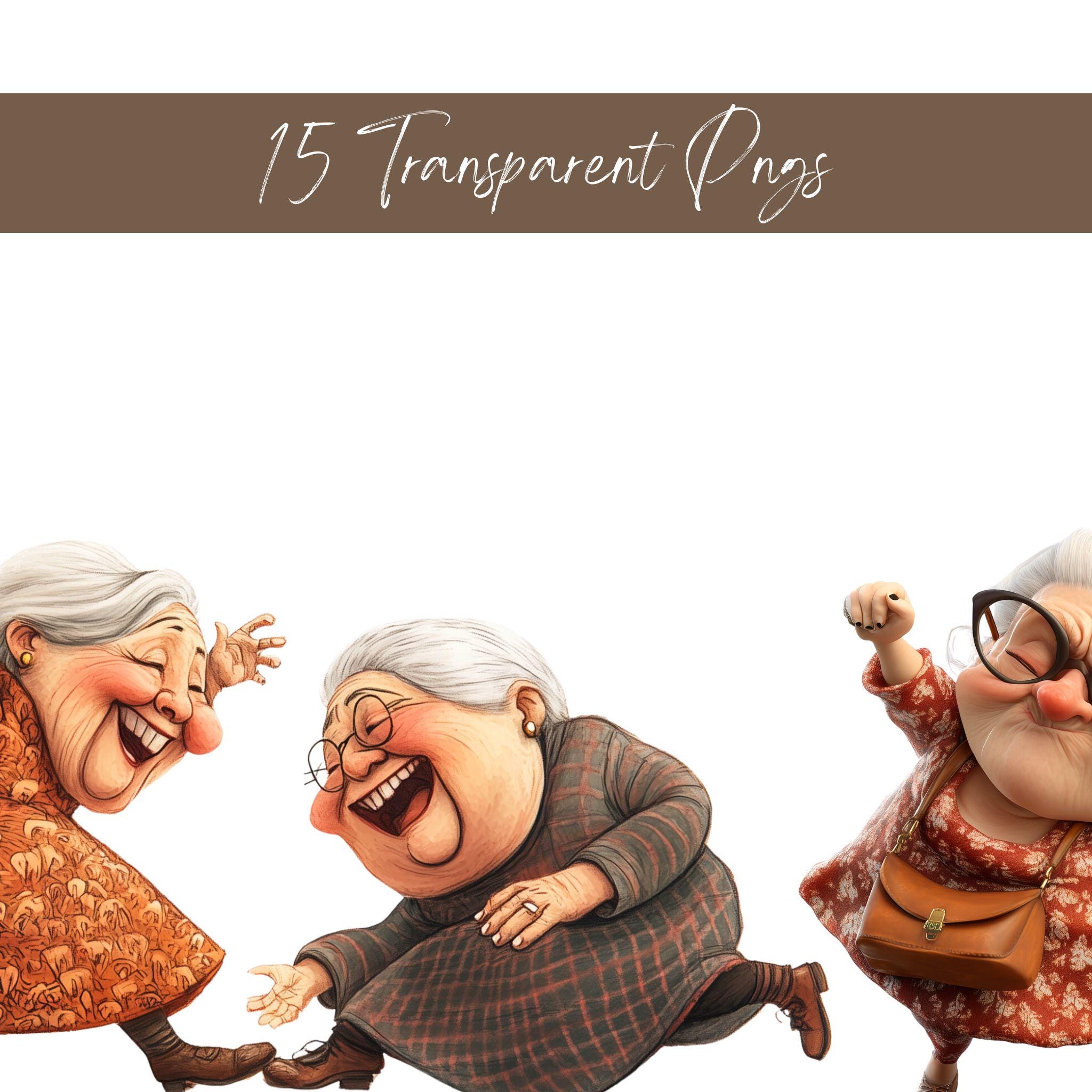 Funny Old Ladies Clipart: Body Positive PNG Images (instant Download ...
