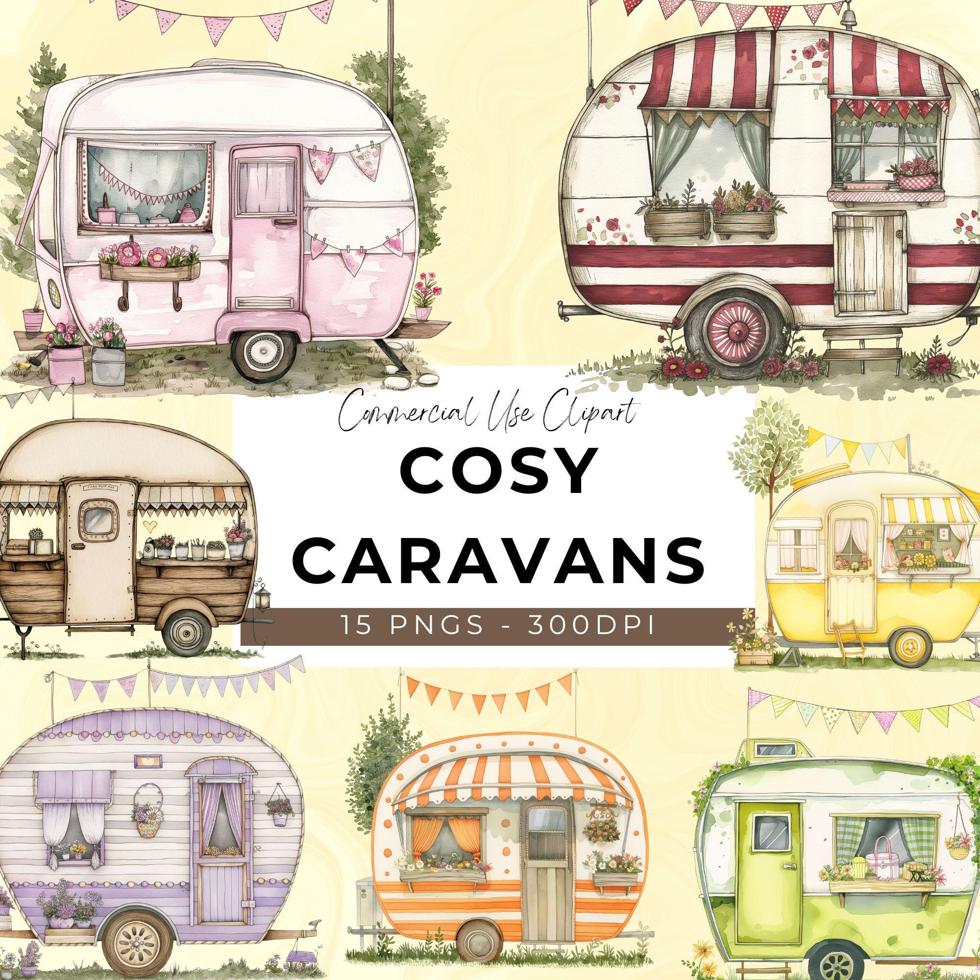 Caravan Clip Art - Transparent PNG - Digital Download - Design - Craft ...
