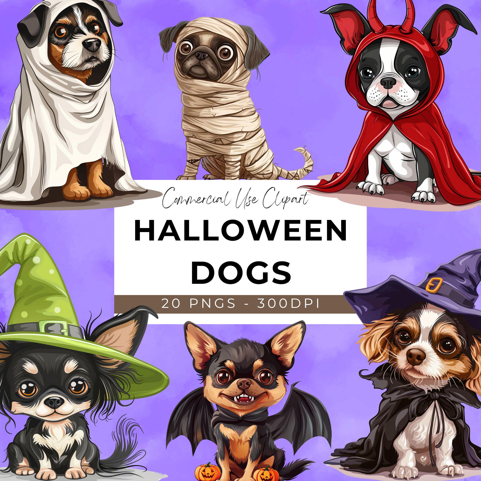 Halloween Dogs Clipart - 20 Transparent PNG - Instant Download - Funny ...