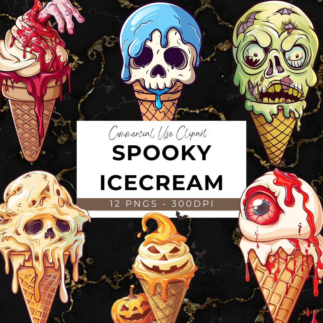 Halloween Ice Cream Clipart - 12 Transparent PNG - Instant Download ...