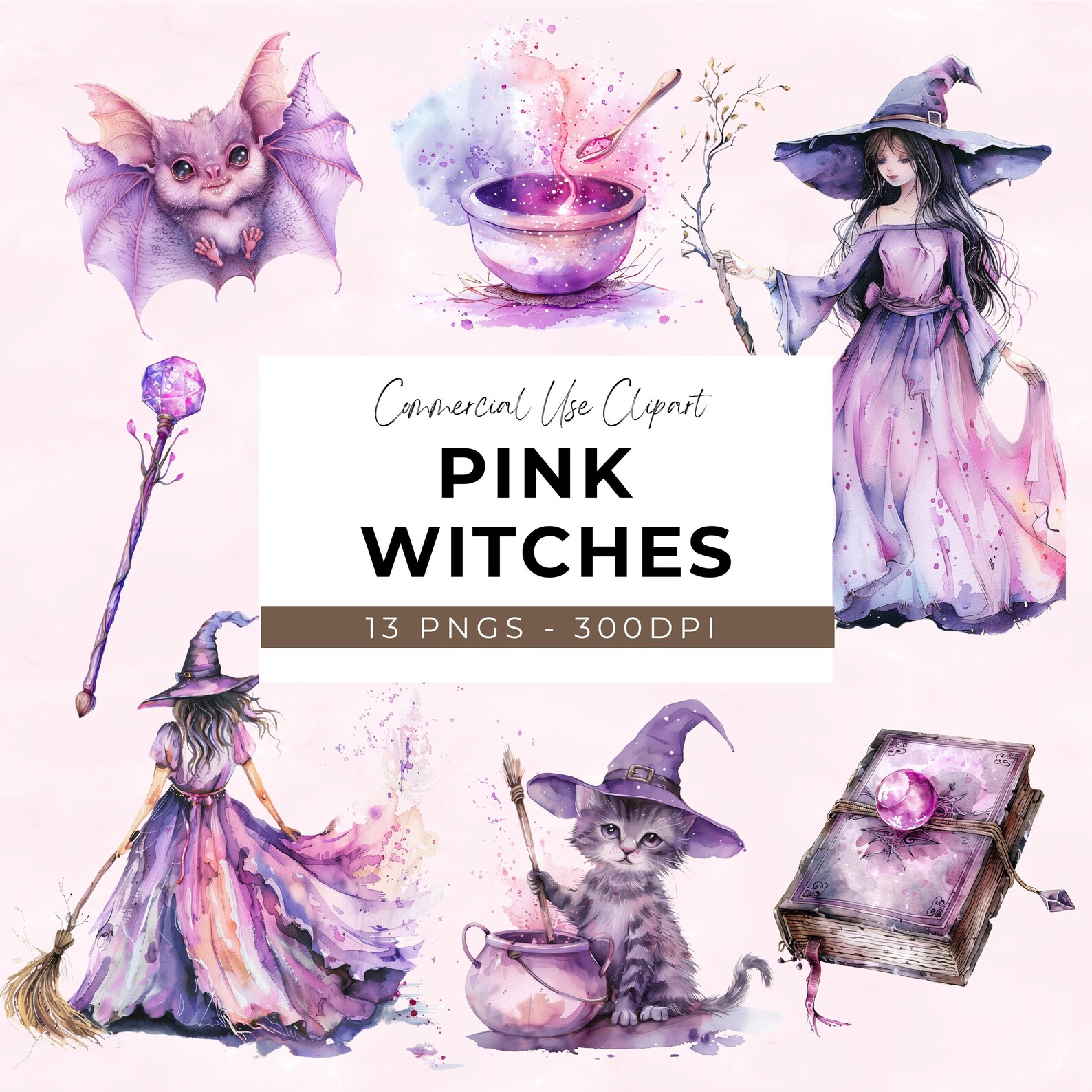 13 PNG - Pink Witch Clip Art - Transparent - Design - Craft - Card ...