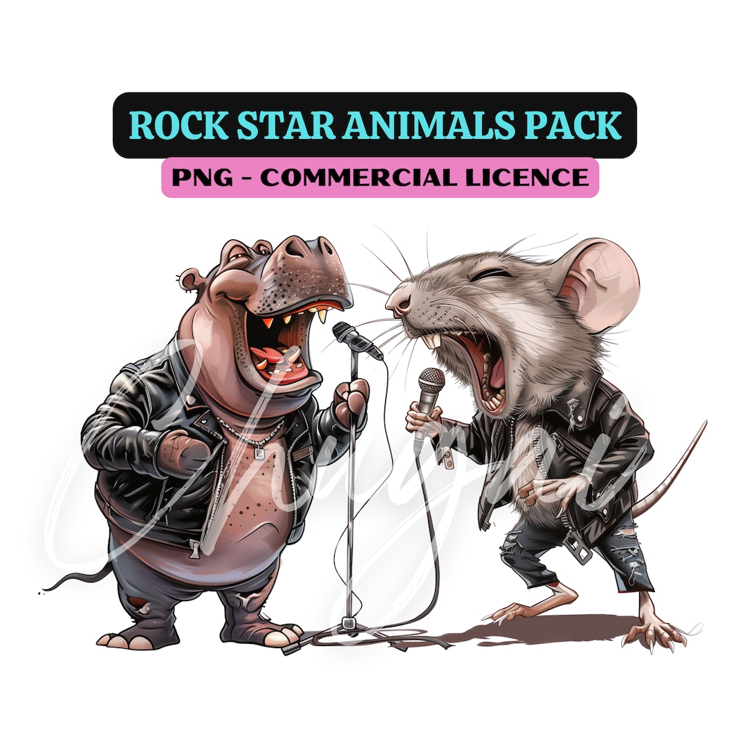 10 PNG - Rock Star Animals Clipart - Digital Download - Design ...