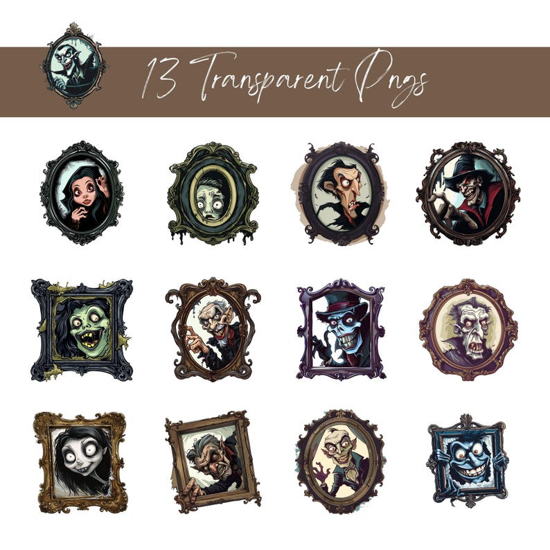 Halloween Frame Clipart - 13 Transparent PNG - Instant Download - Art ...