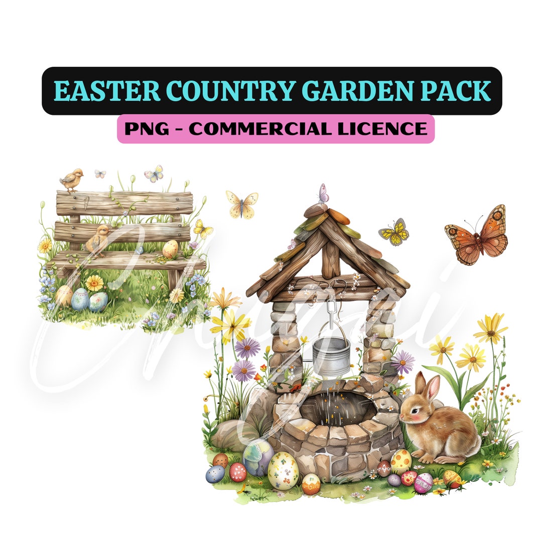 10 PNG - Easter Country Garden Clipart - Digital Download - Easter ...