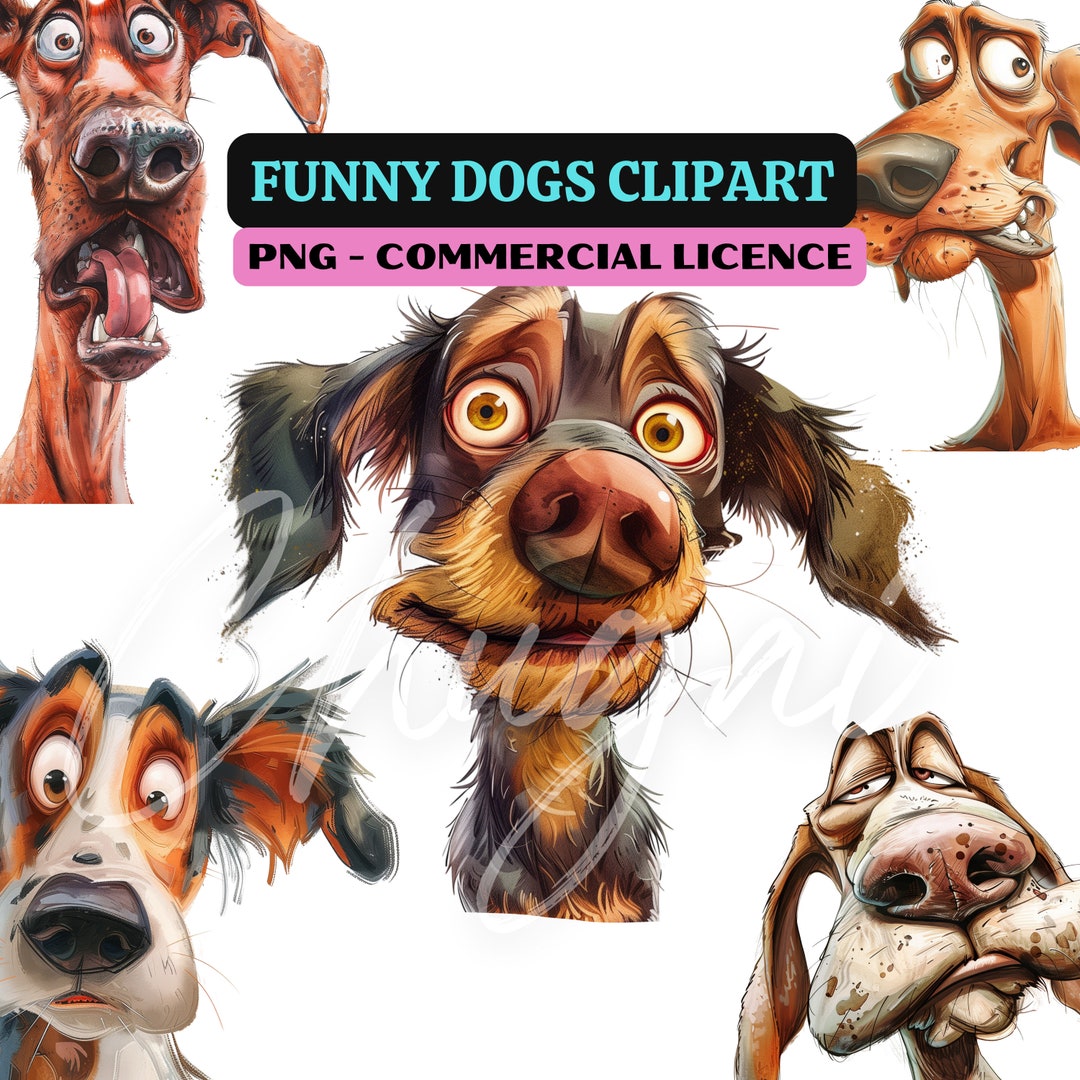 10 PNG - Funny Dogs Clipart - Transparent - Digital Download - Design ...