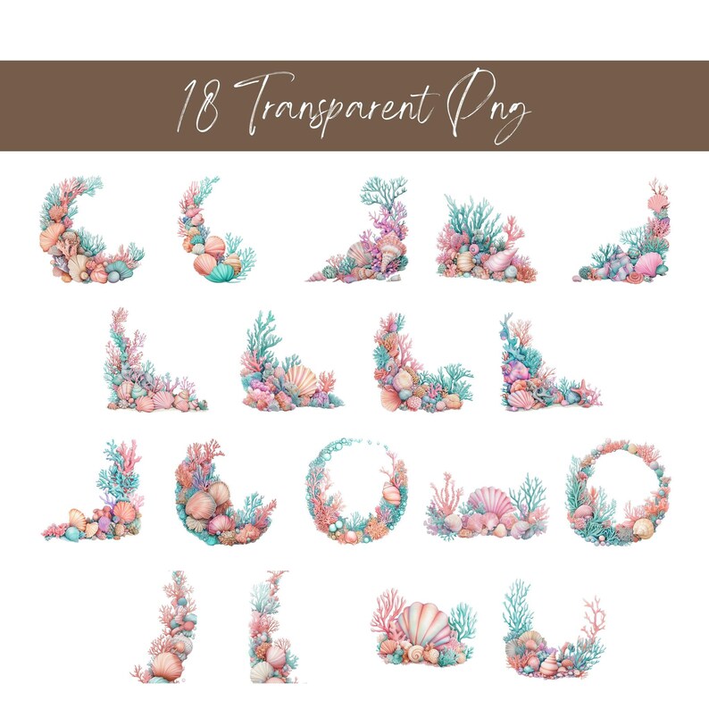 Seashell Border Clipart - 18 Transparent PNG - Instant Download ...