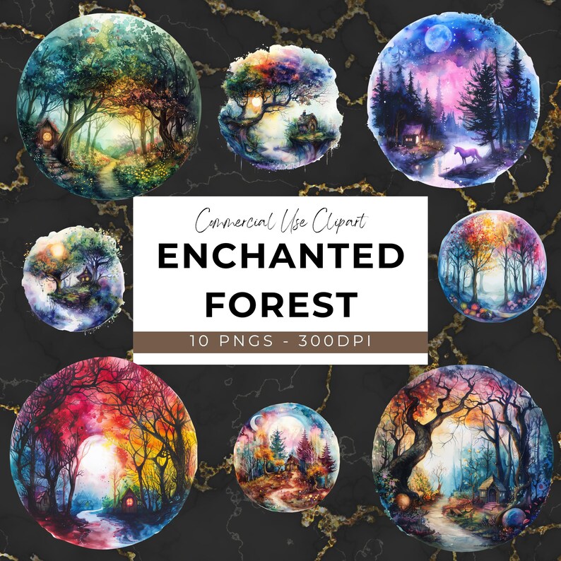 10 PNG - Enchanted Forest - Transparent - Instant Download - Magical ...