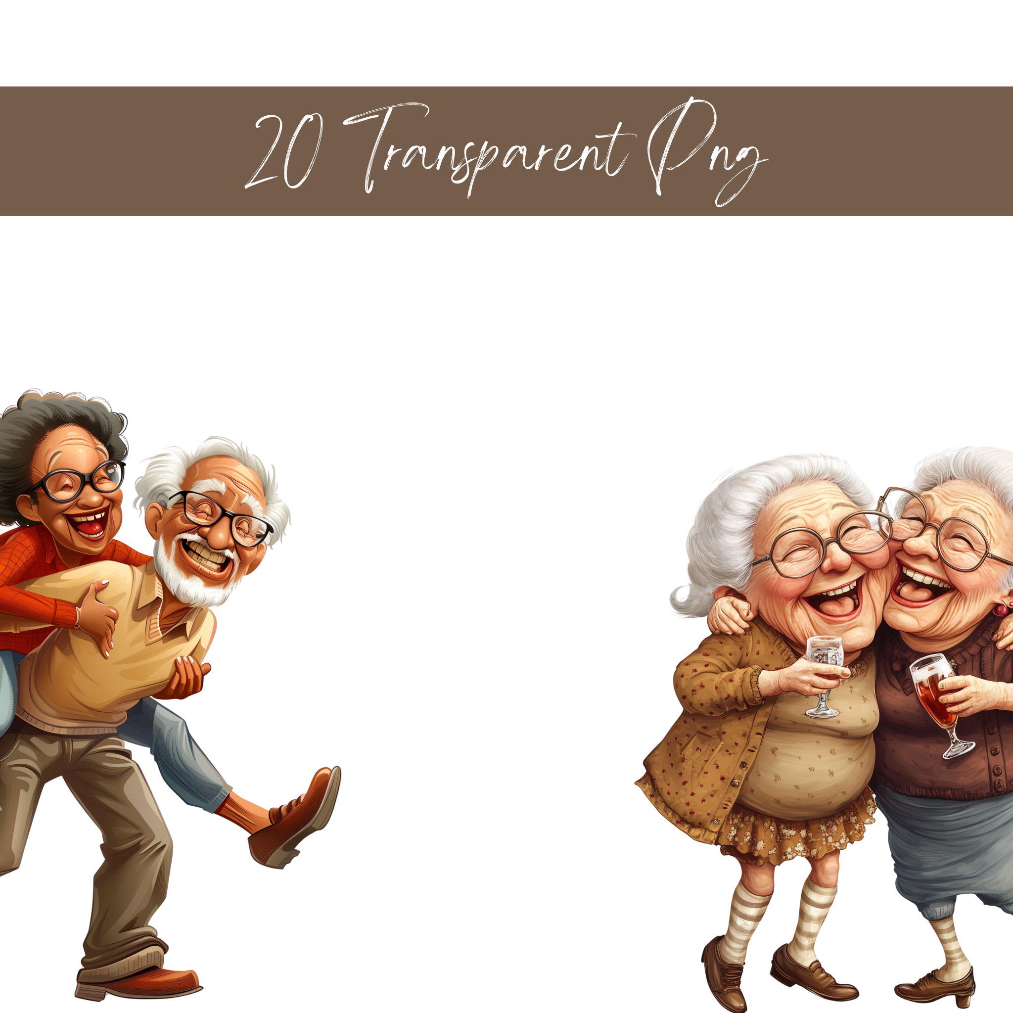 Funny Old People Clipart - 20 Transparent PNG - Instant Download - Body ...