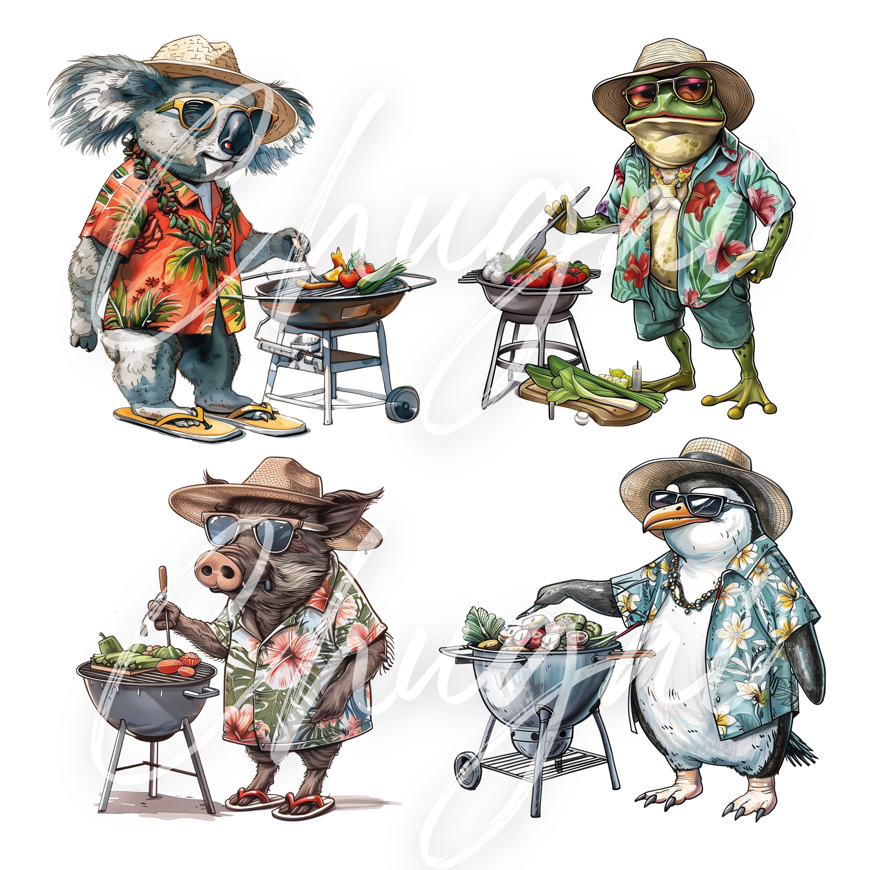 8 PNG - BBQ Animals Clipart - Digital Download - Design - Digital Craft ...