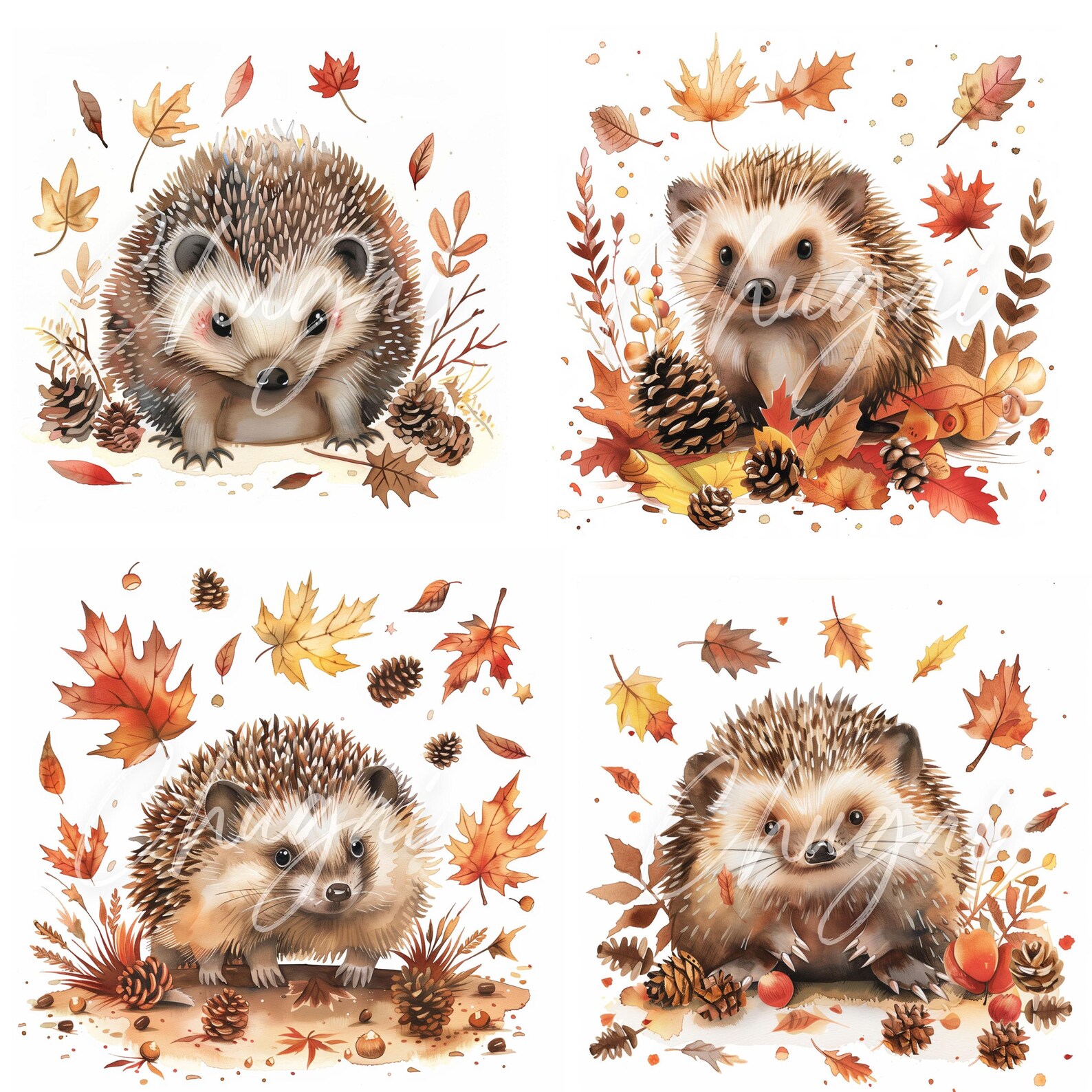 10 PNG Autumn Hedgehog Clipart Digital Download Crafting Design Autumn ...