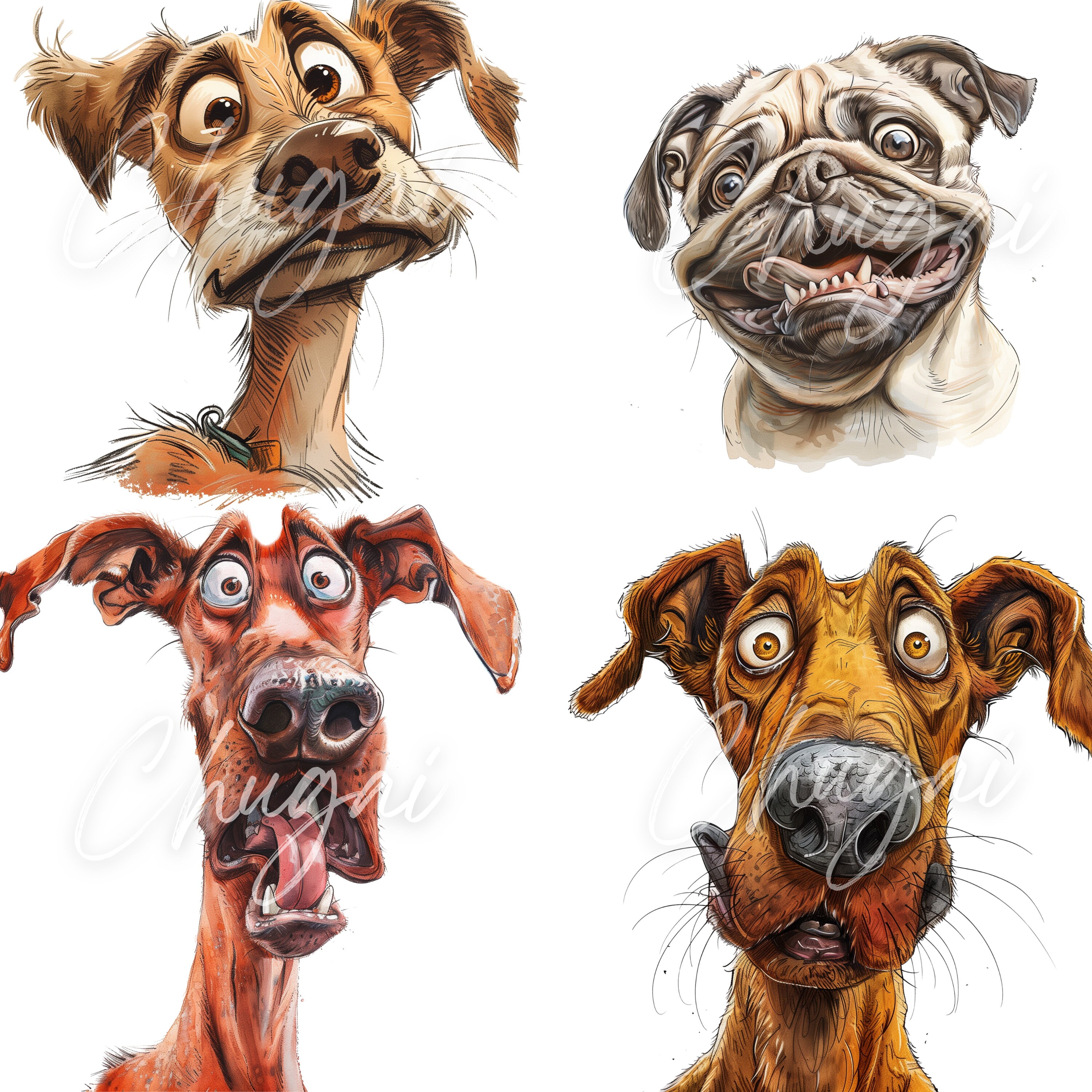 10 PNG Funny Dogs Clipart Transparent Digital Download Design Digital ...