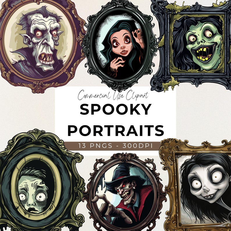 Halloween Frame Clipart - 13 Transparent PNG - Instant Download - Art ...