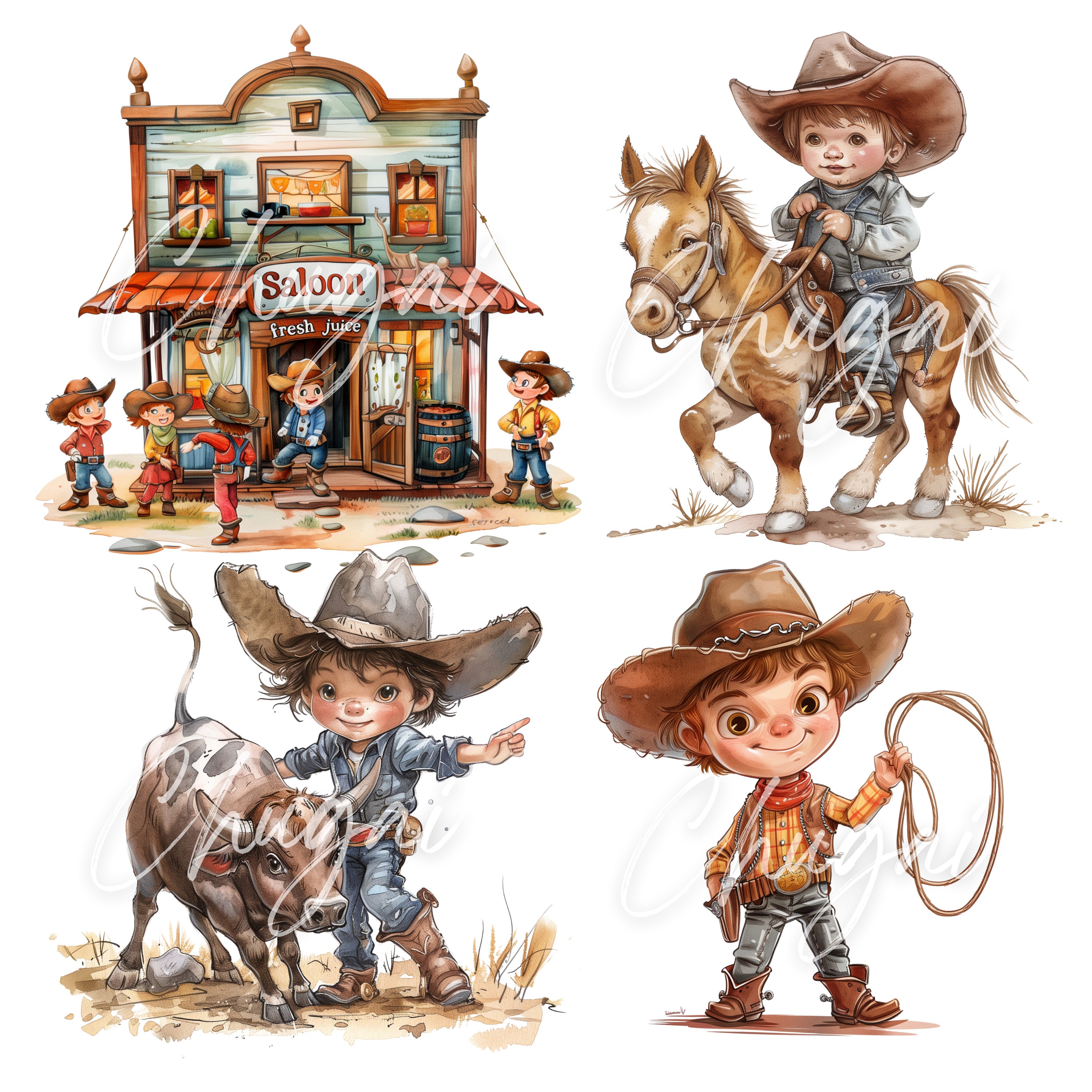 15 PNG Little Cowboy Clip Art Digital Download Design Kids Party Theme ...