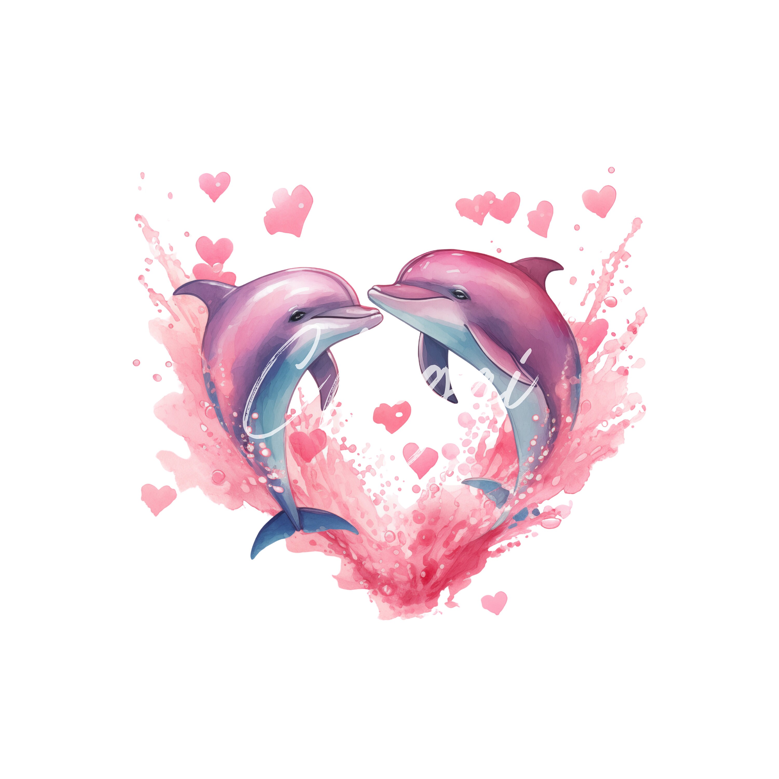 6 PNG Dolphin Heart Digital Download Design Digital Craft Card Making ...