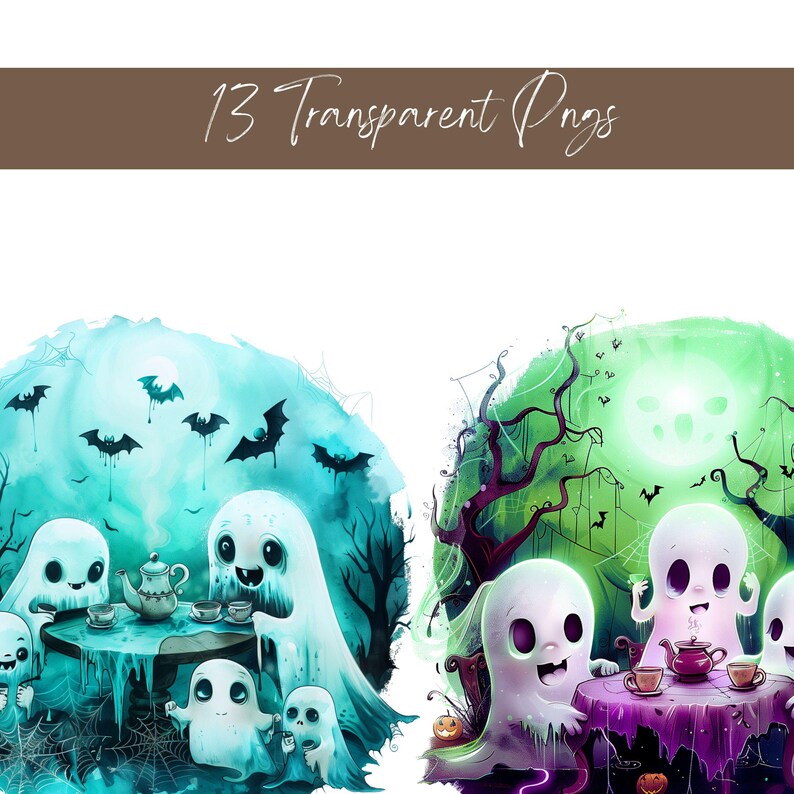 Ghost With Tea Clipart - 13 Transparent PNG - Halloween Clipart - Cute ...