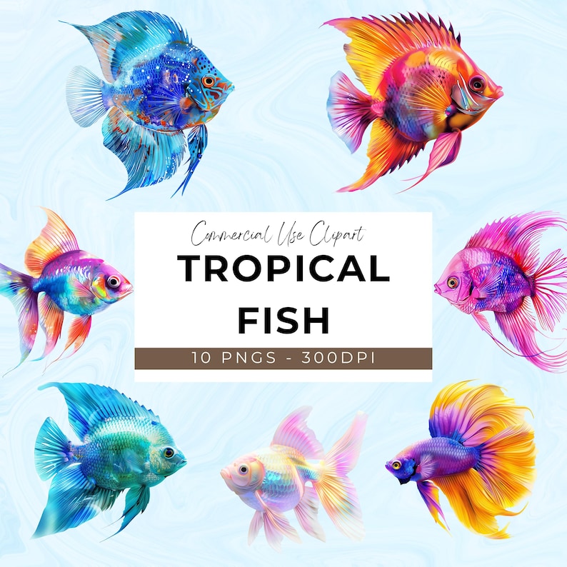 Tropical Fish Clip Art - 10 PNG - Transparent - Instant Download ...