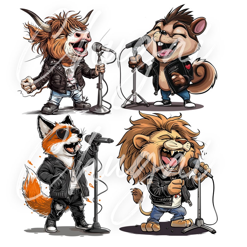 10 PNG - Rock Star Animals Clipart - Digital Download - Design ...