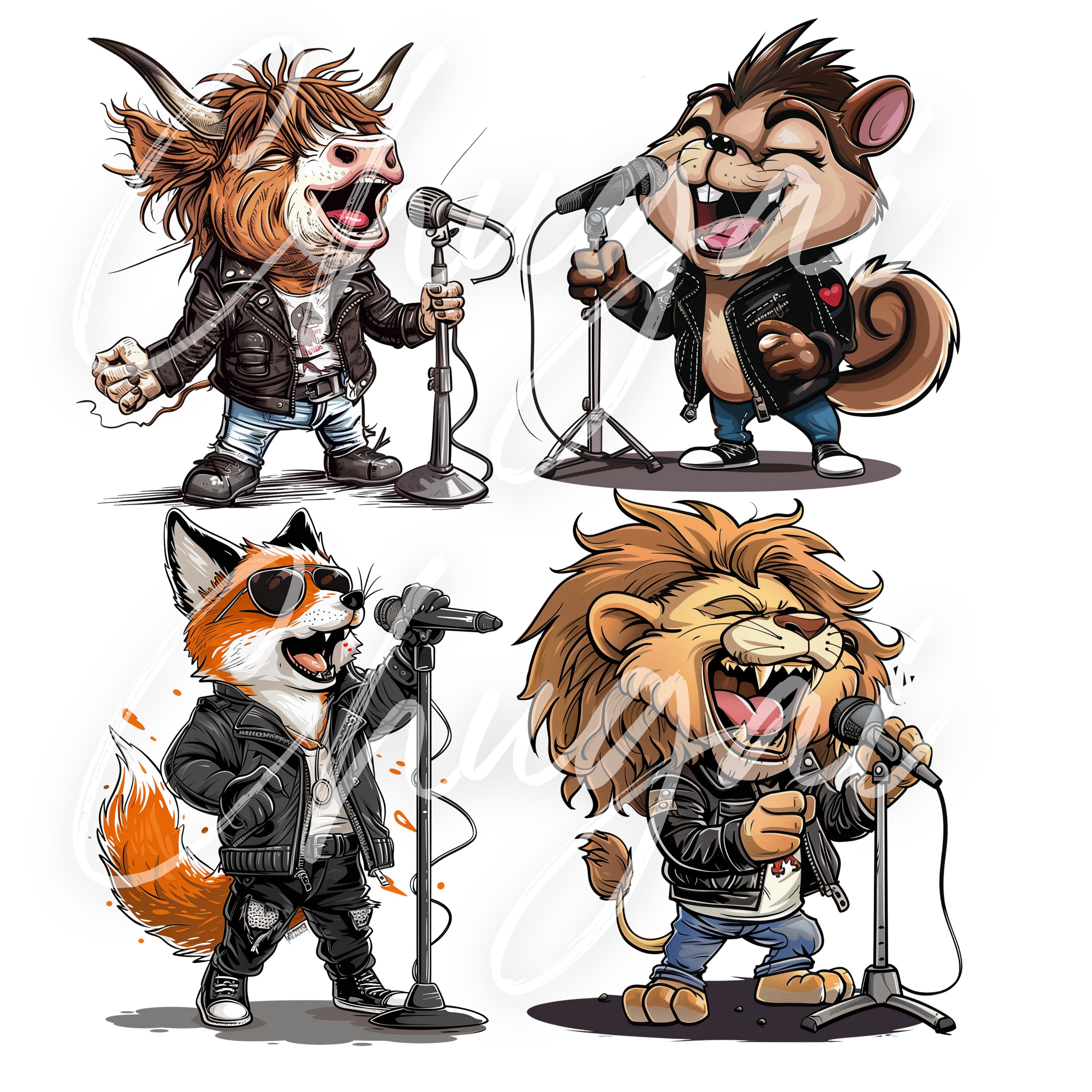 10 PNG Rock Star Animals Clipart Digital Download Design Digital Craft ...