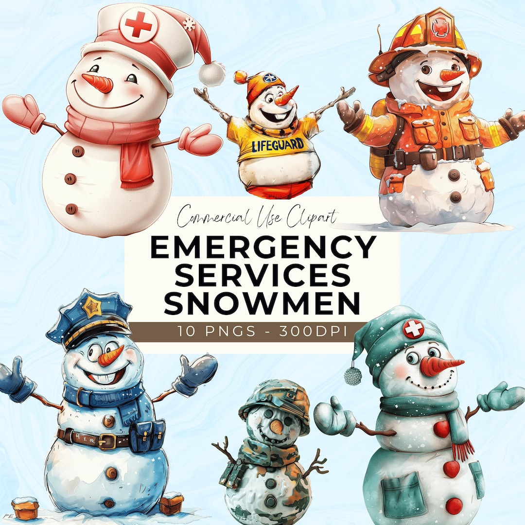 Emergency Services Snowmen People - 10 PNG Cute Snowman - Digital ...