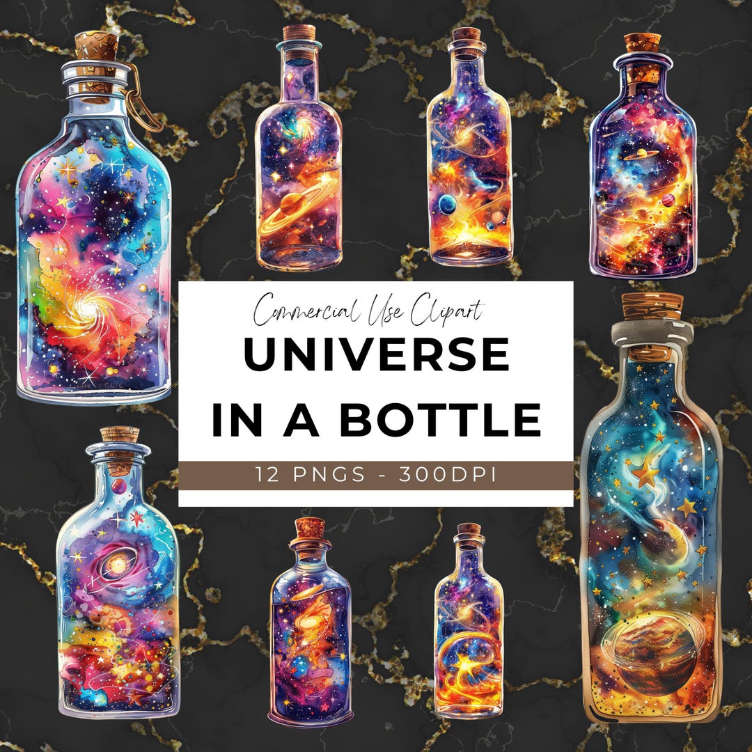 12 PNG - Universe in a Bottle Clip Art - Transparent - Digital Download ...