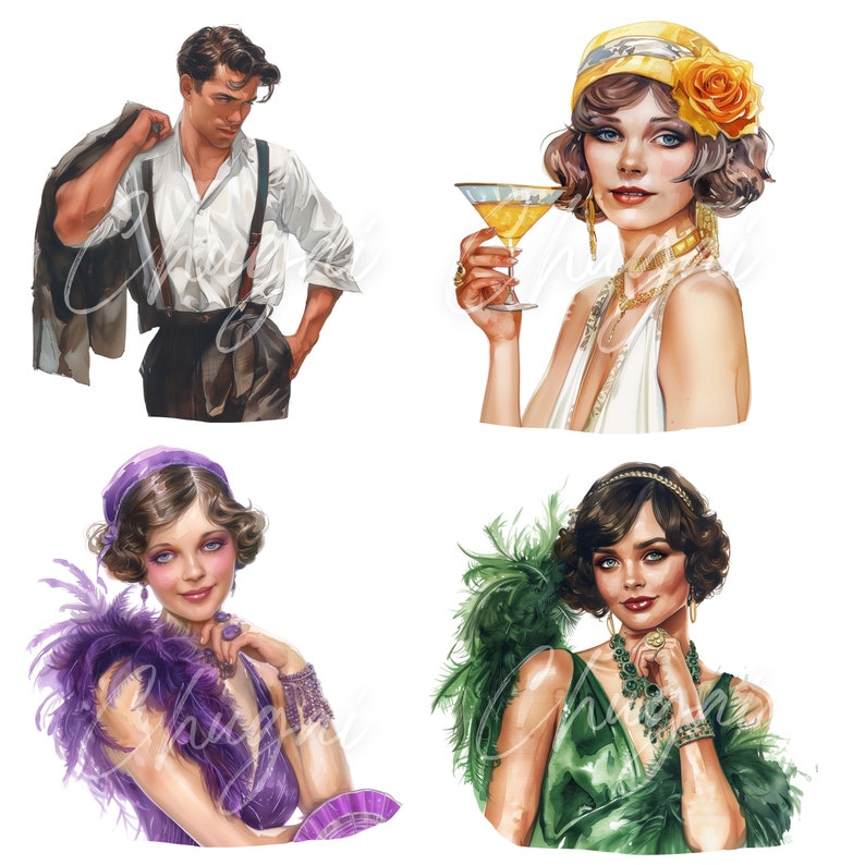 15 PNG Roaring 20s Clipart Transparent Digital Download Design Digital ...