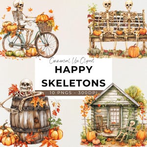 Happy Skeletons Clipart - 10 Transparent PNG - Instant Download ...