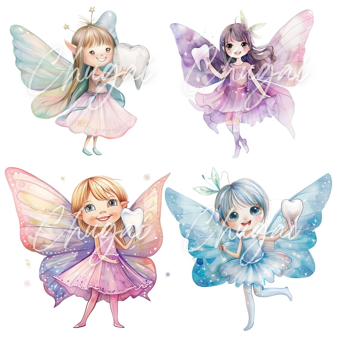 Tooth Fairy Clip Art 8 PNG Transparent Instant Download Design Craft ...