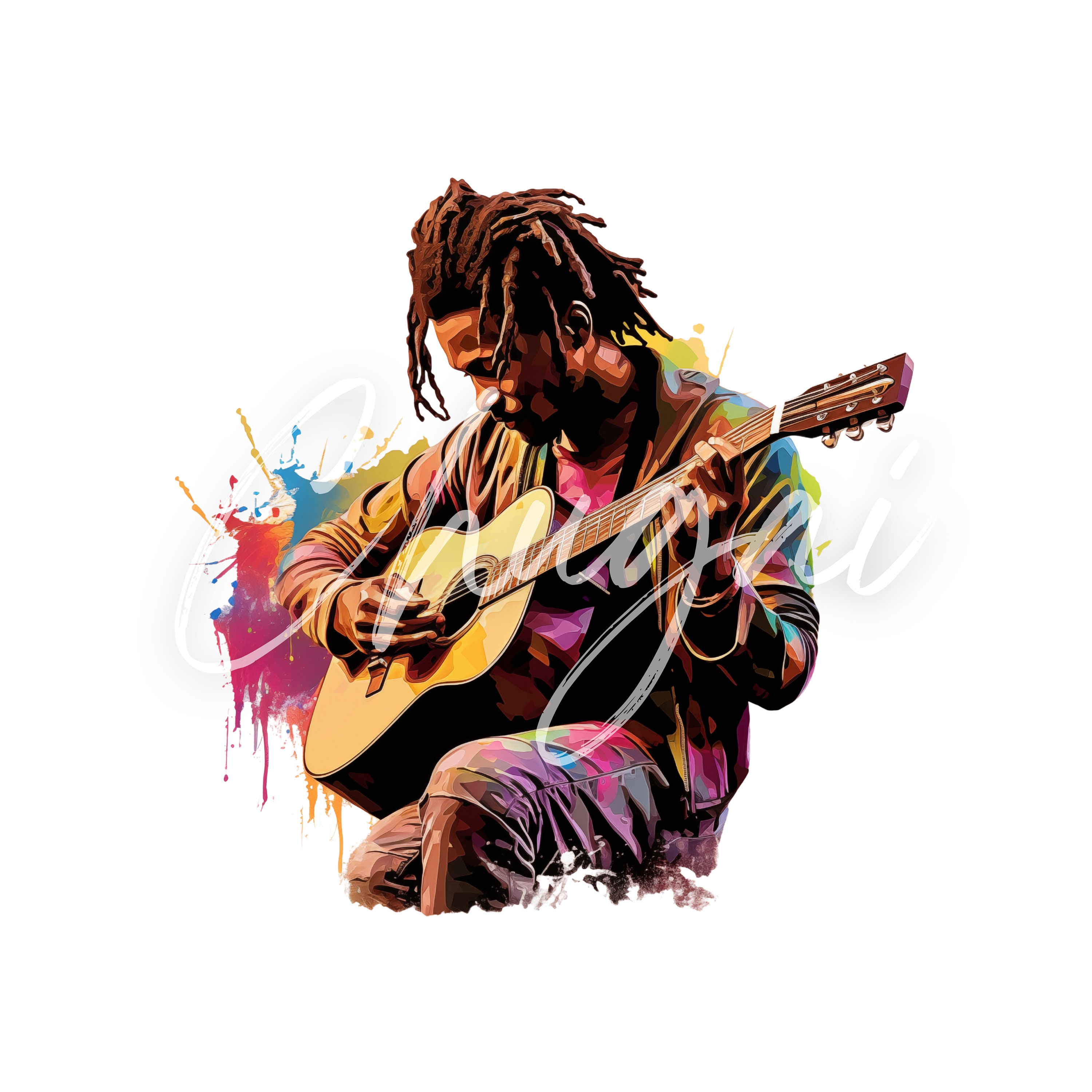 5 PNG Rainbow Guitar Clipart Digital Download Design Digital Craft Card ...