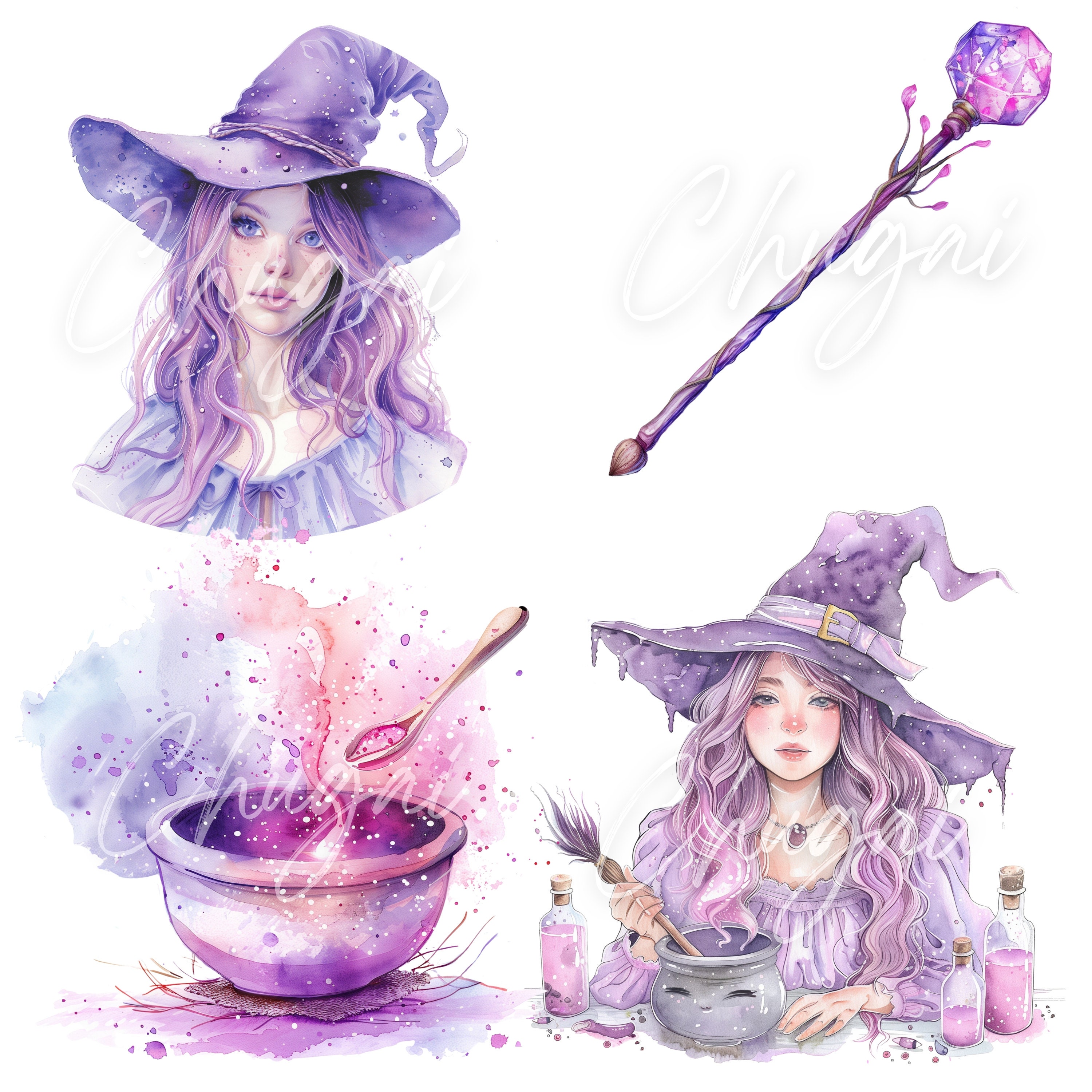 13 PNG Pink Witch Clip Art Transparent Design Craft Card Making Magic ...