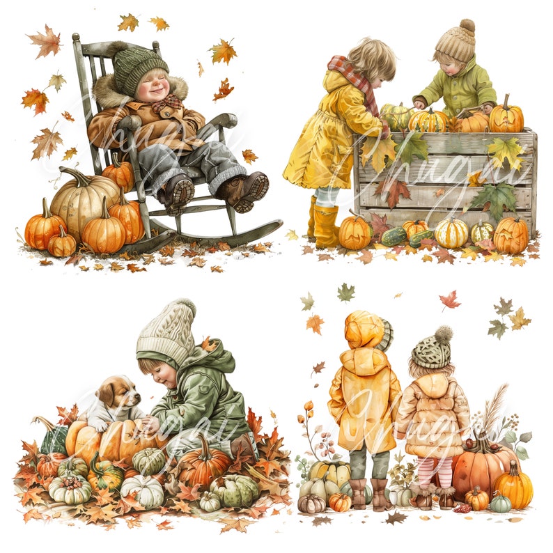 10 PNG - Little Pumpkin Friends Clipart - Transparent - Instant ...