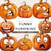 Pumpkin Face Funny Halloween Clipart - 16 Transparent PNG - Instant ...