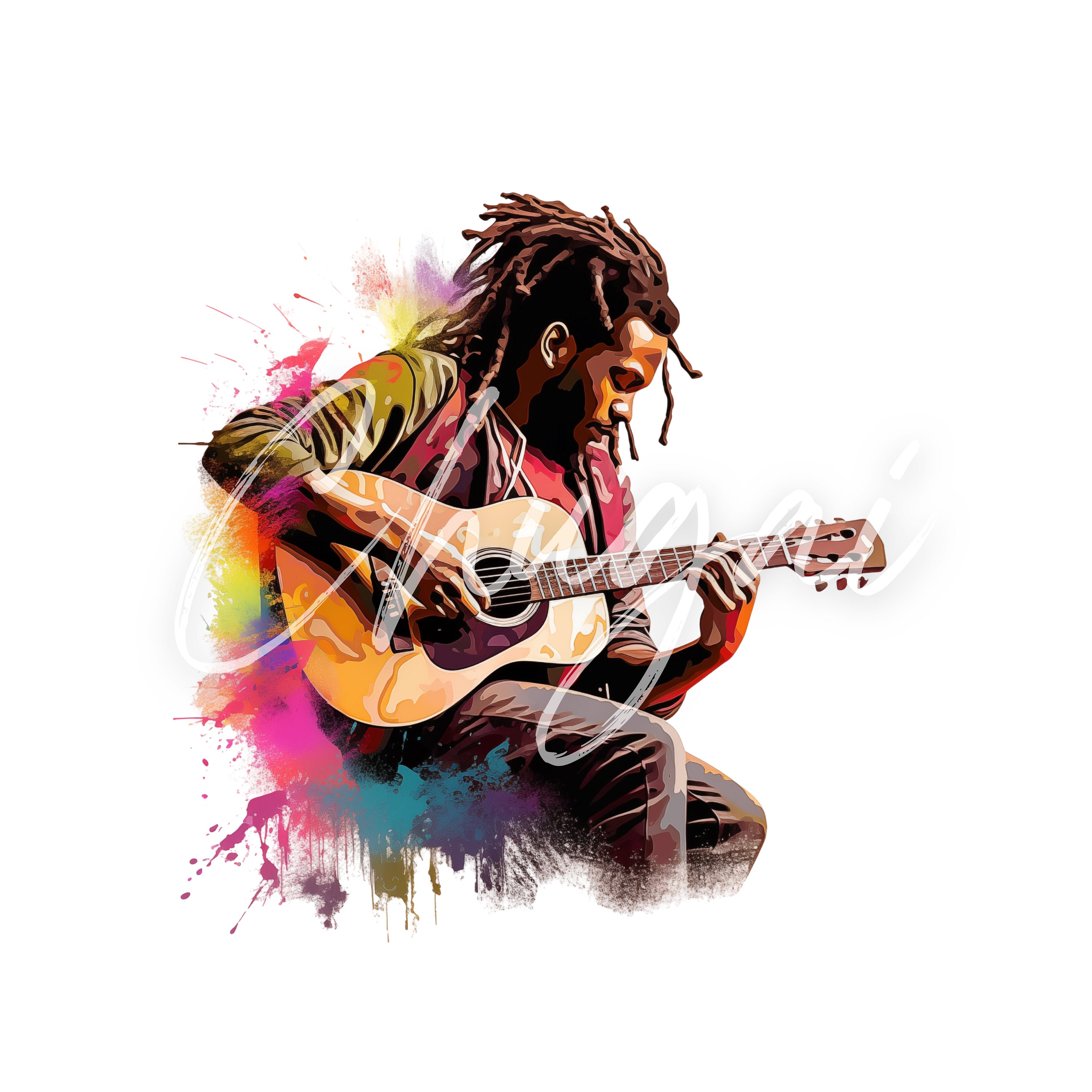 5 PNG Rainbow Guitar Clipart Digital Download Design Digital Craft Card ...
