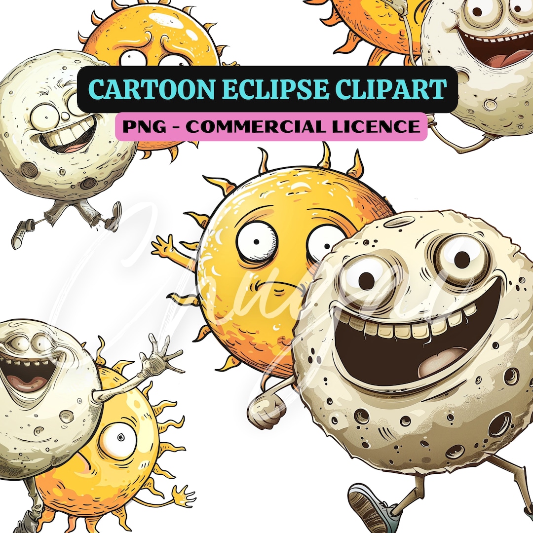 5 PNG - Solar Eclipse Clipart - Cartoon Eclipse - Digital File ...