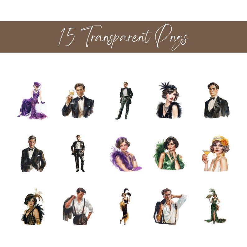 15 PNG Roaring 20s Clipart Transparent Digital Download Design Digital ...