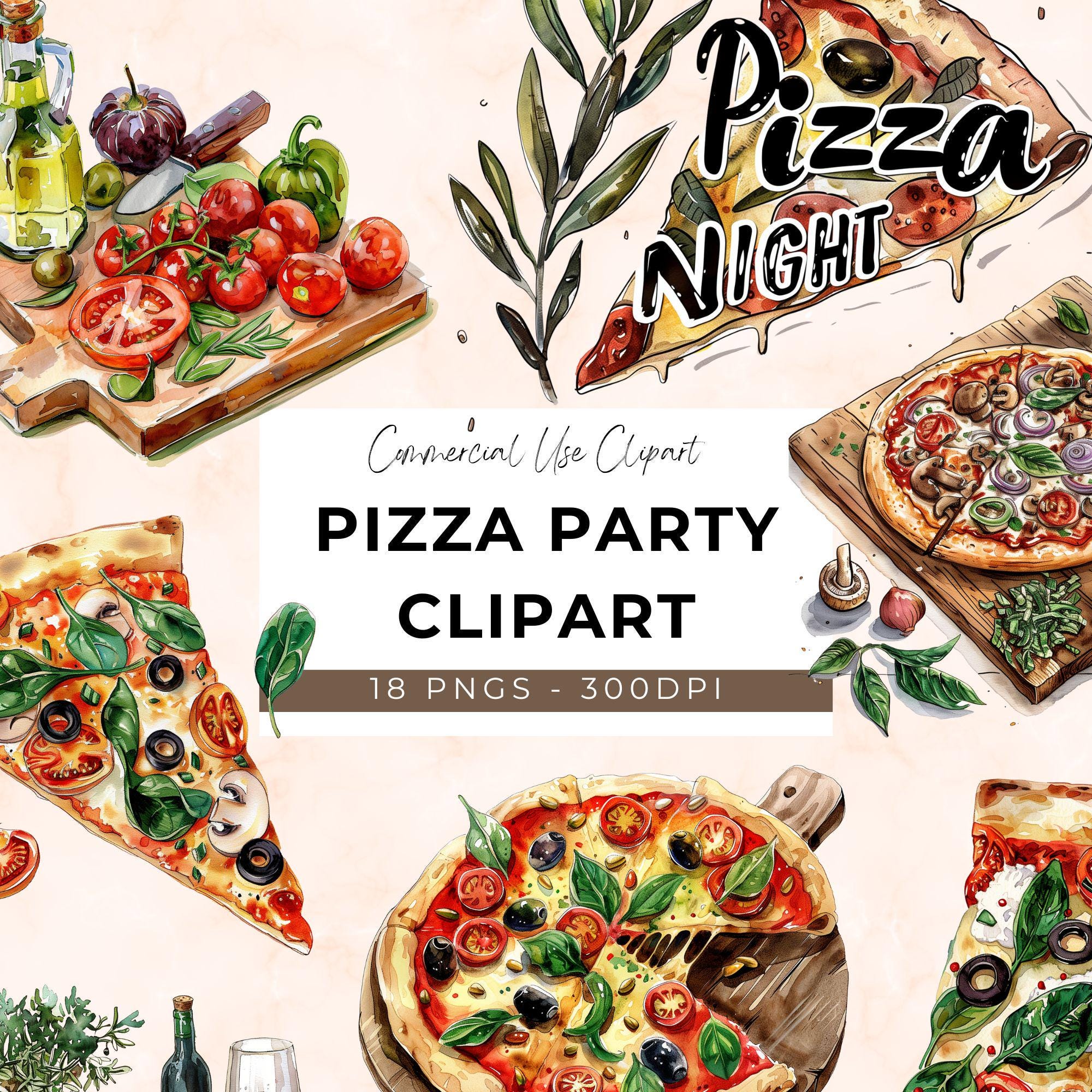 Pizza Topping Clipart 18 Transparent PNG Instant Download Pizza Party ...