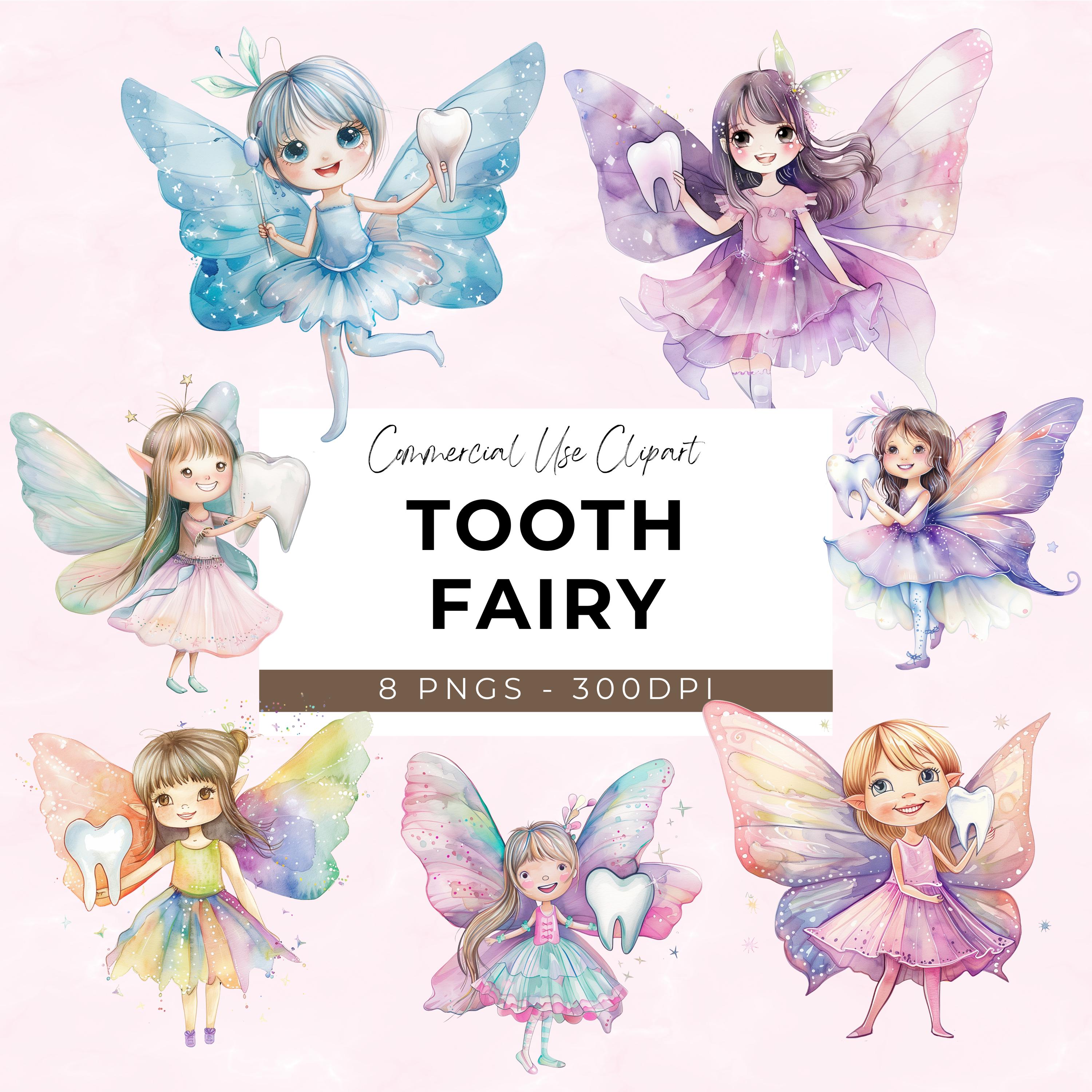 Tooth Fairy Clip Art 8 PNG Transparent Instant Download Design Craft ...