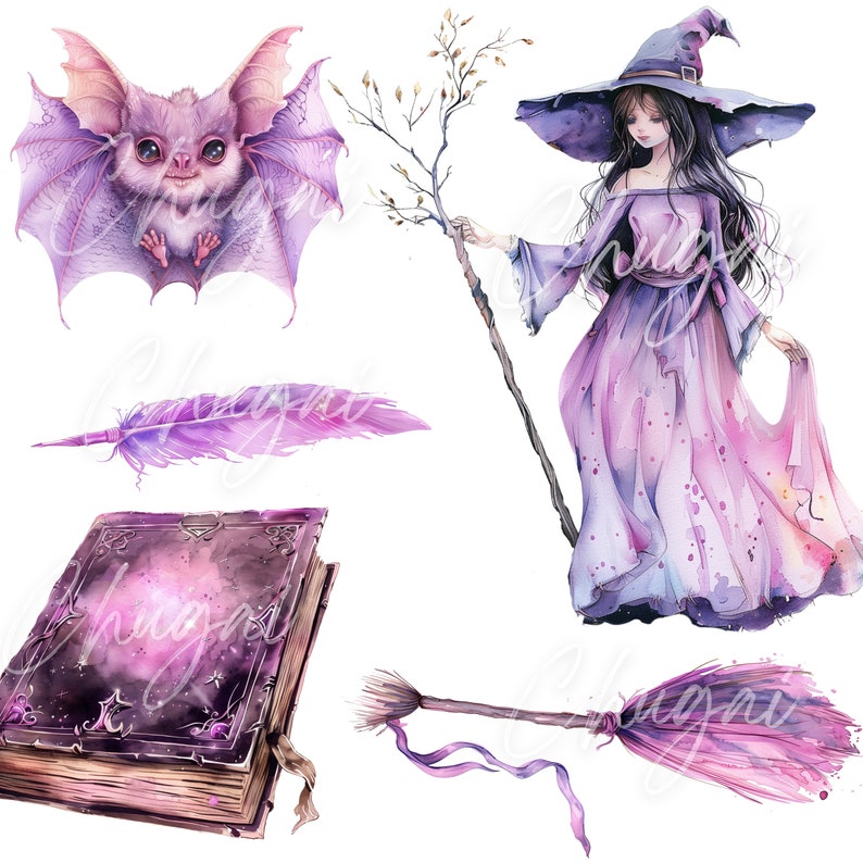 13 PNG Pink Witch Clip Art Transparent Design Craft Card Making Magic ...