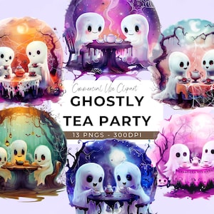 Ghost With Tea Clipart - 13 Transparent PNG - Halloween Clipart - Cute ...