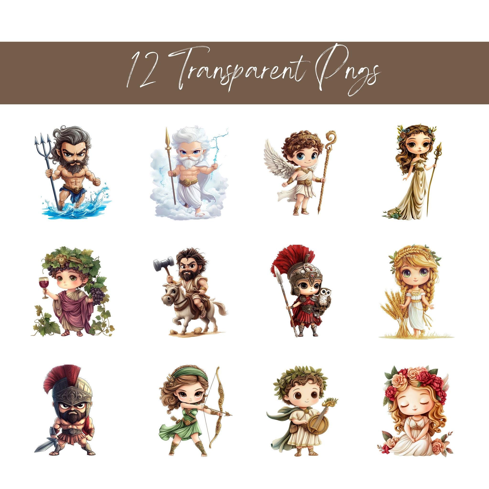 Greek Gods and Goddesses Clipart - 12 Transparent PNG - Olympic Gods ...
