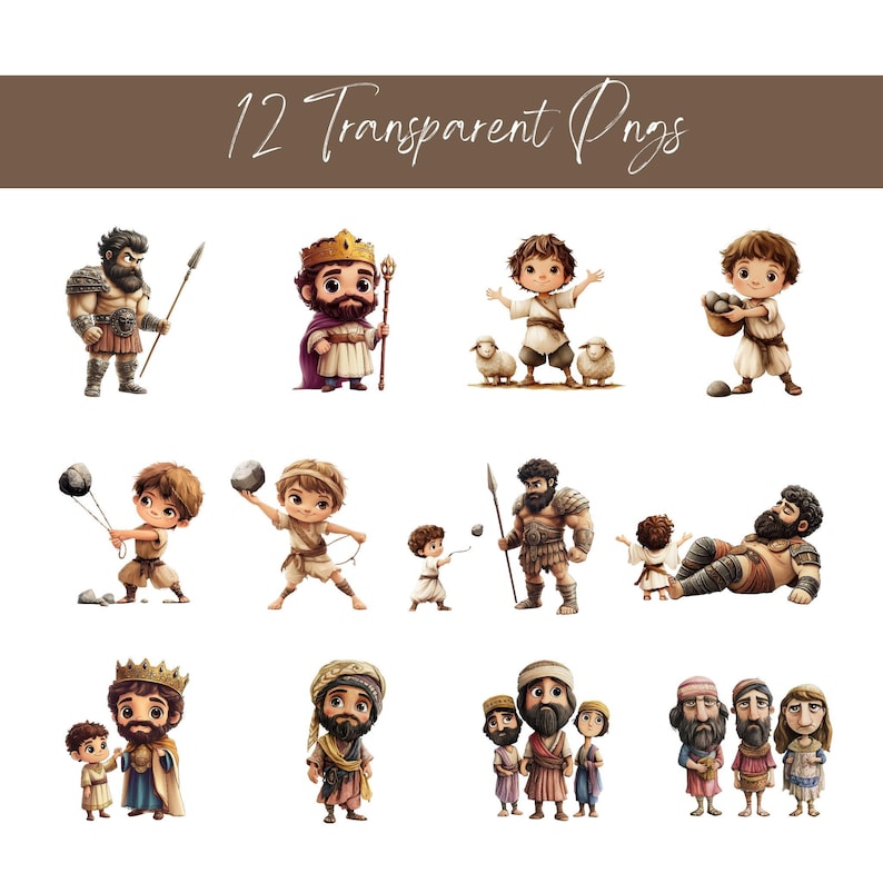 David and Goliath Clipart - 12 Transparent PNG - Bible Stories ...