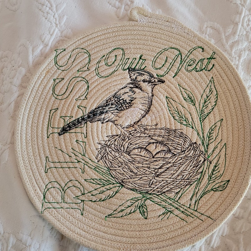 Embroidered Rope Baskets - Etsy