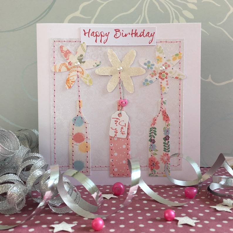 Handmade Flower Birthday Card - Etsy UK