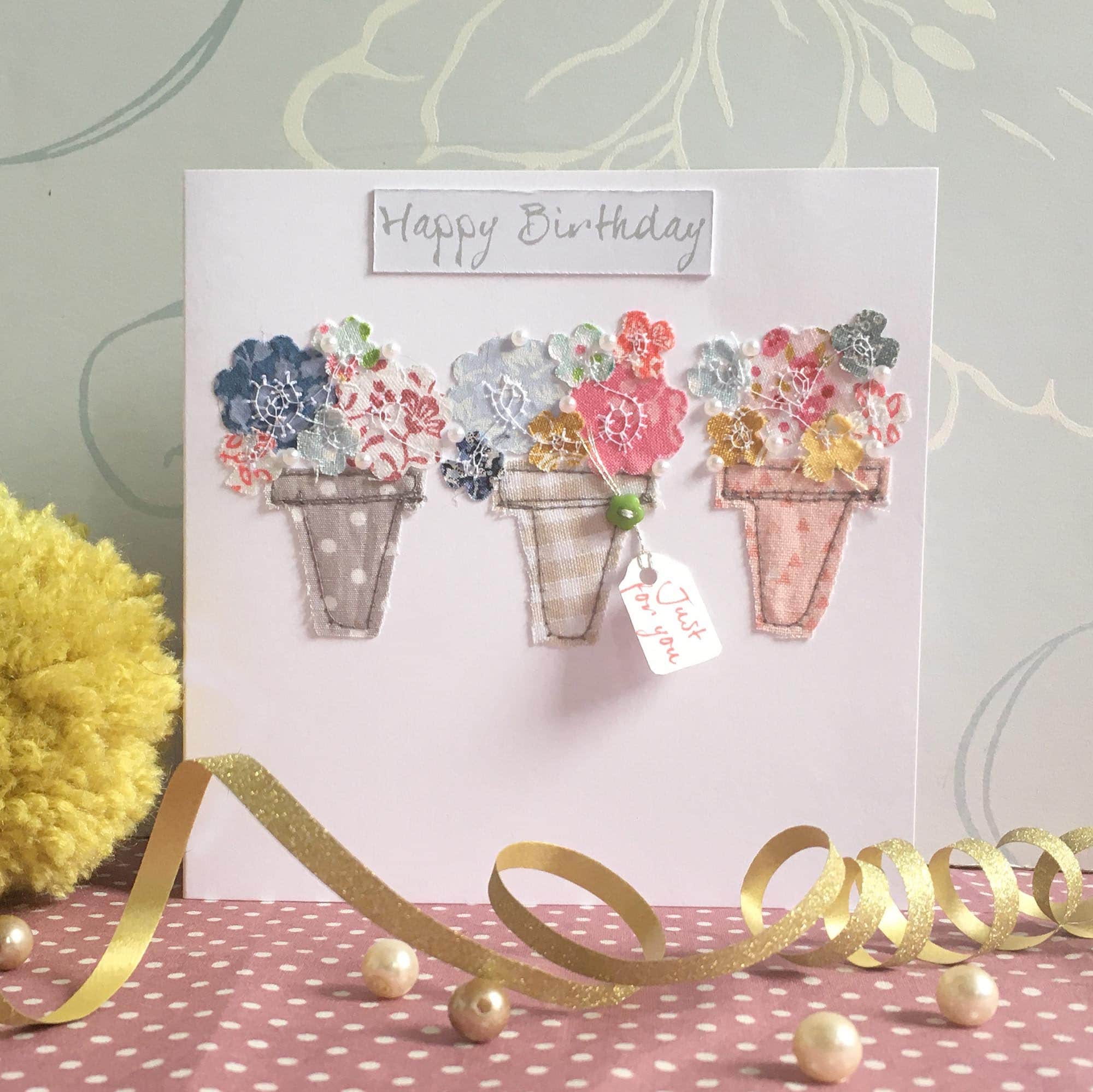Handmade Flower Pots Birthday Card - Etsy