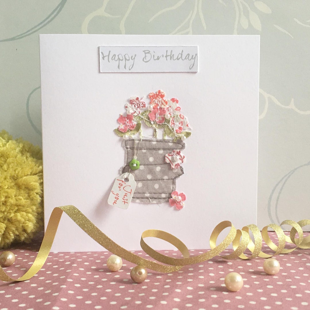 Handmade Geraniums Birthday Card - Etsy